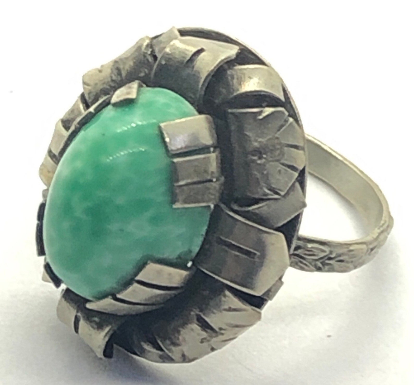 Stunning Silver Ring Signed Italy With A Green Larimar Stone Stone or ...