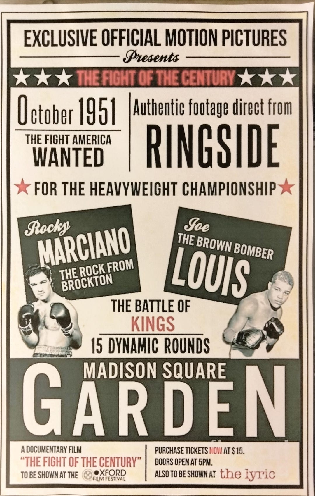 MARCIANO Vs LOUIS MSG Fight Poster Laminated Print - Etsy