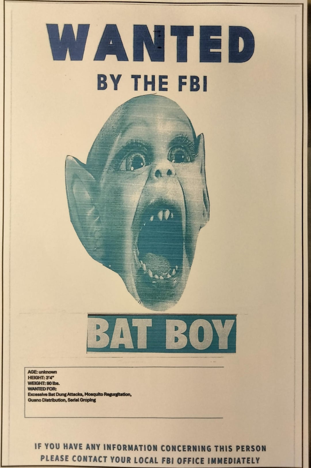 BAT BOY Weekly World News Laminated WANTED Poster - Etsy