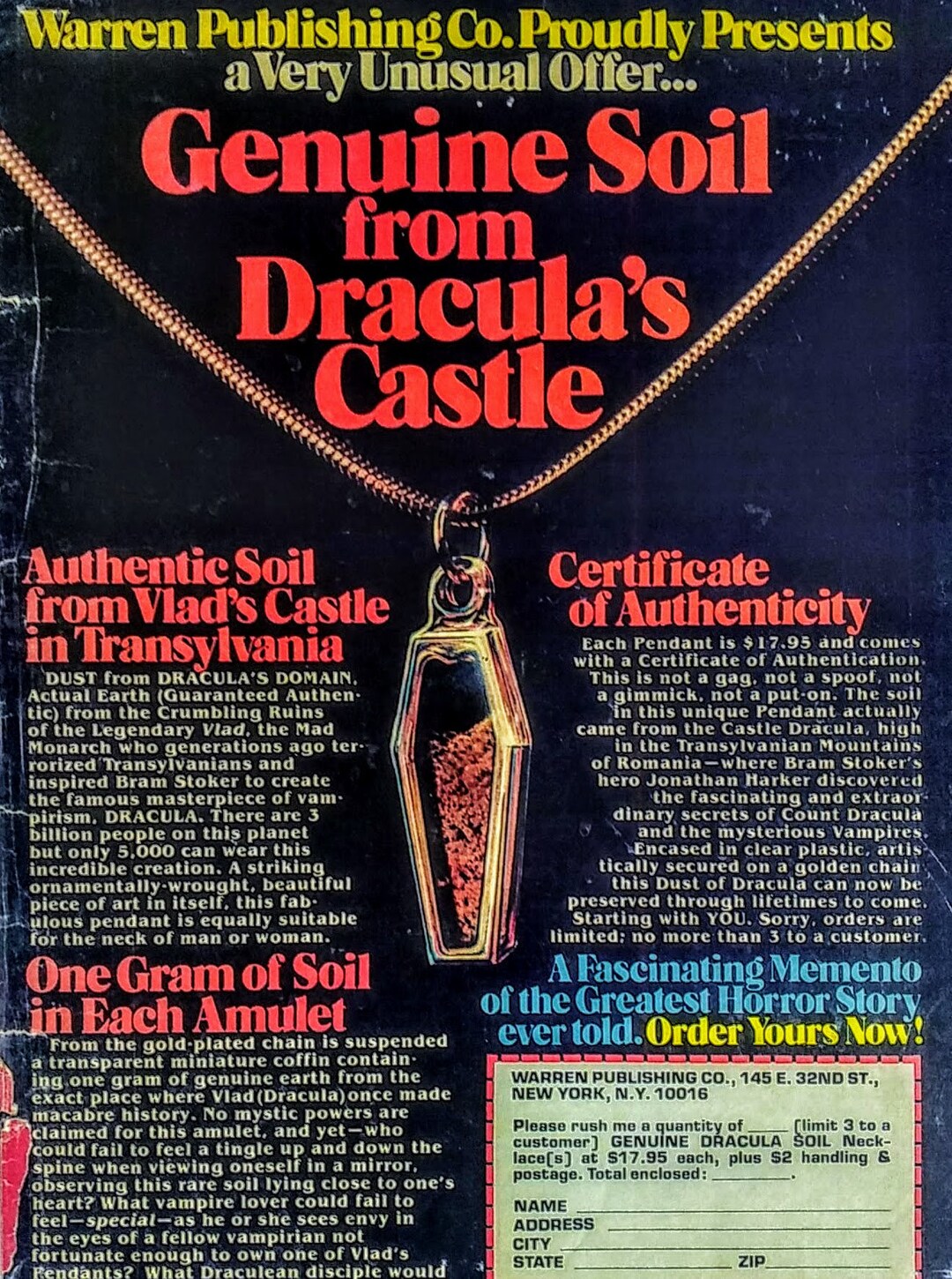 Dracula's CASTLE Pendent Famous Monsters Magazine Ad Laminated Print - Etsy