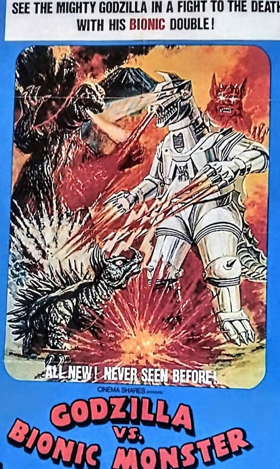 GODZILLA Vs BIONIC MONSTER Laminated Print | Etsy