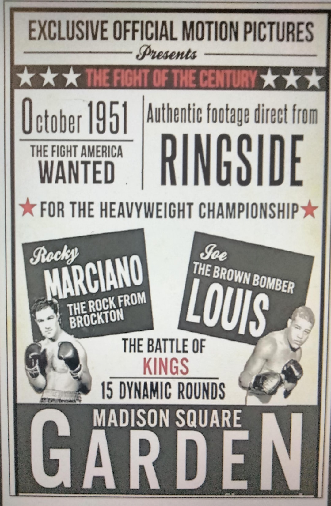 MARCIANO Vs LOUIS MSG Fight Poster Laminated Print - Etsy