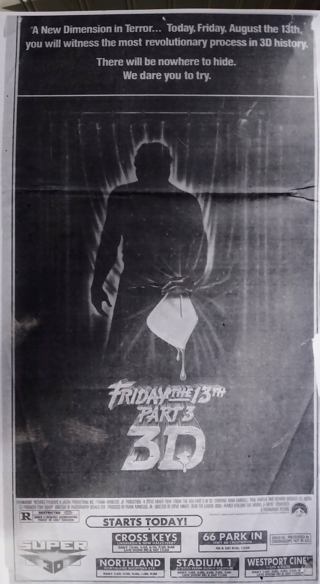 FRIDAY 13th PART 3 in 3-D Newspaper Ad Campaign Laminated Print - Etsy