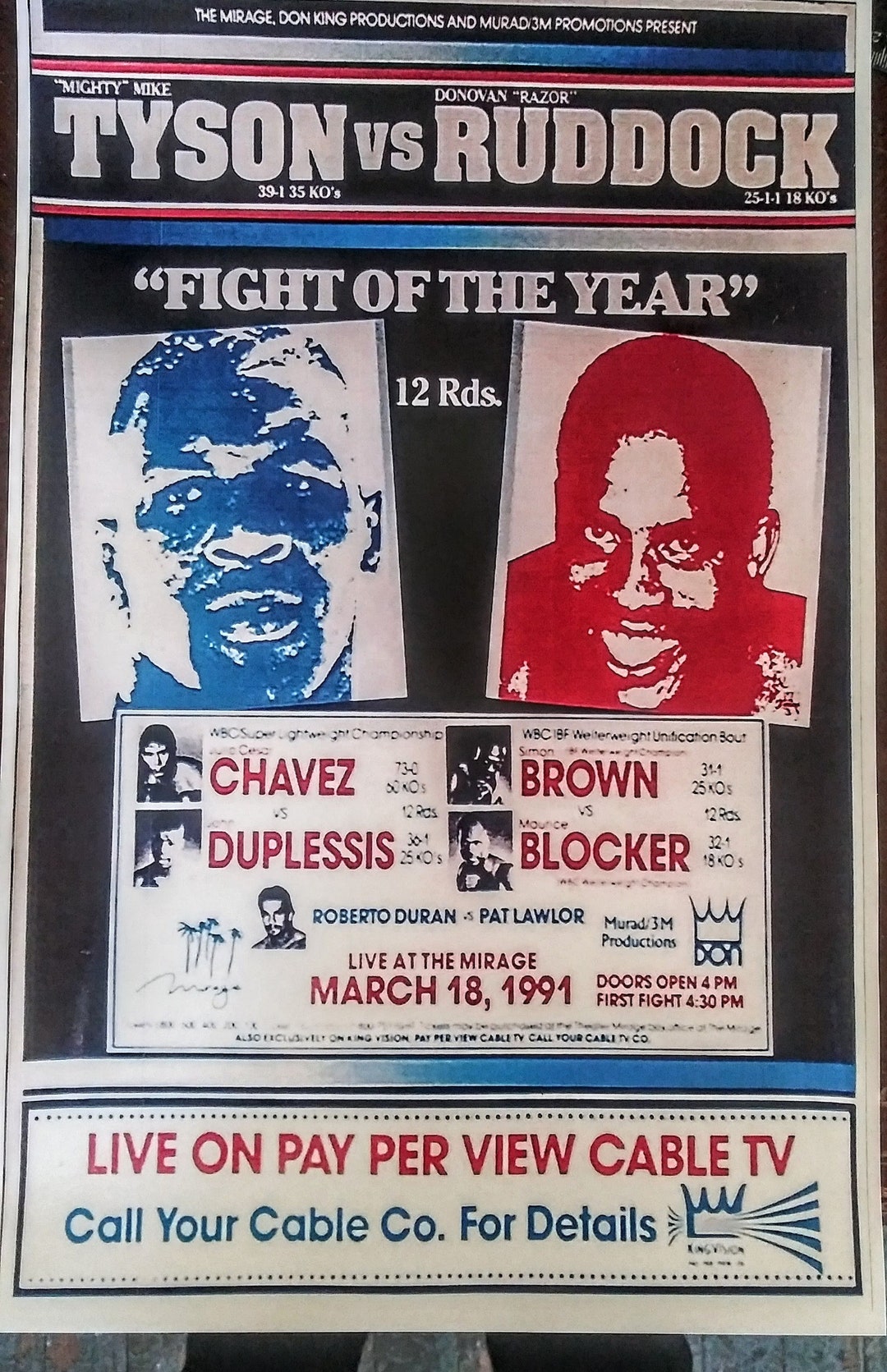 TYSON Vs RUDDOCK Fight Poster Laminated Print - Etsy