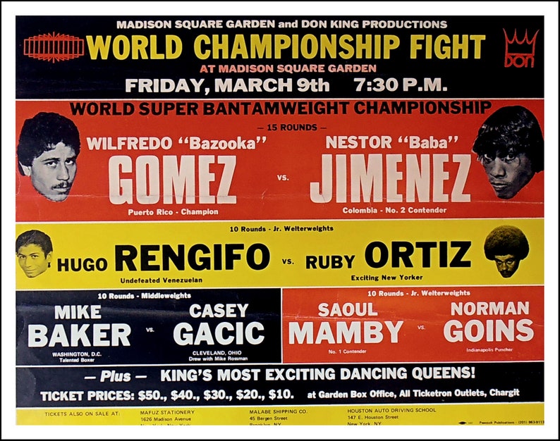 GOMEZ Vs JIMENEZ Fight Poster Laminated Print - Etsy