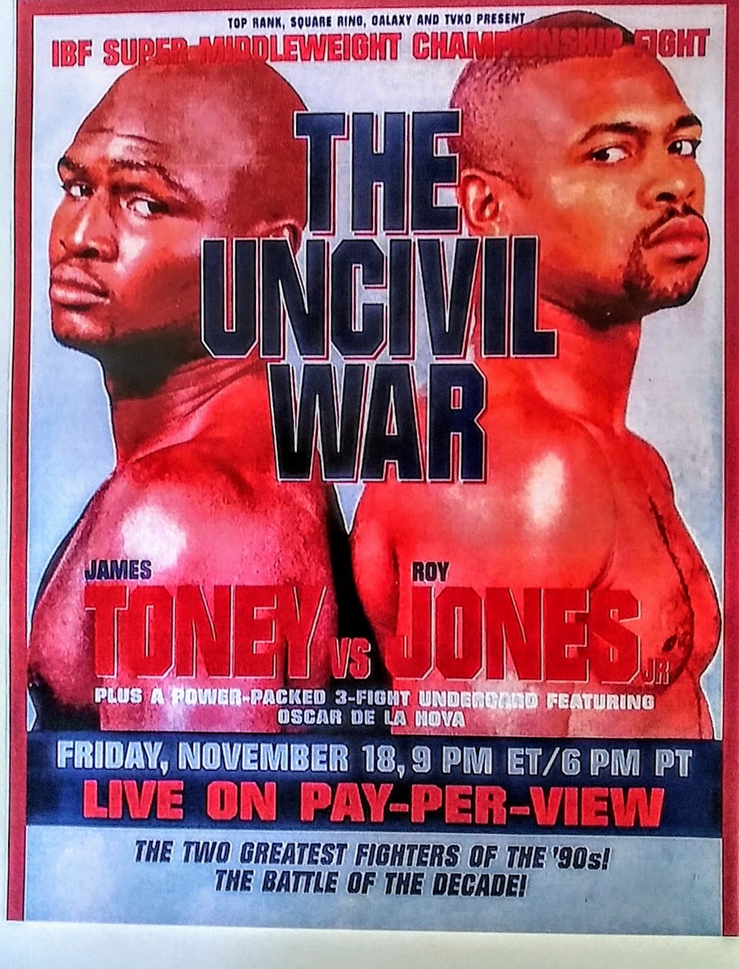 JONES Vs James TONEY Fight Poster Laminated Print - Etsy