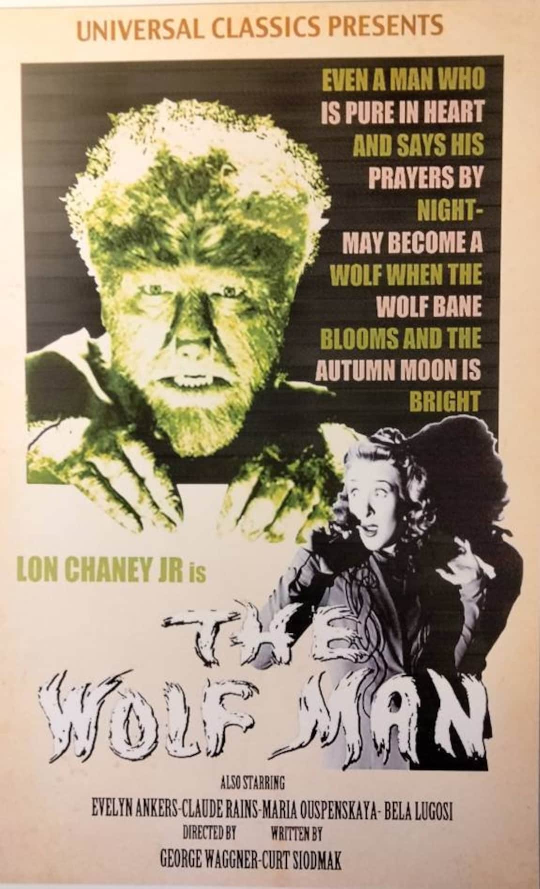 WOLF MAN Movie Poster Laminated Print - Etsy