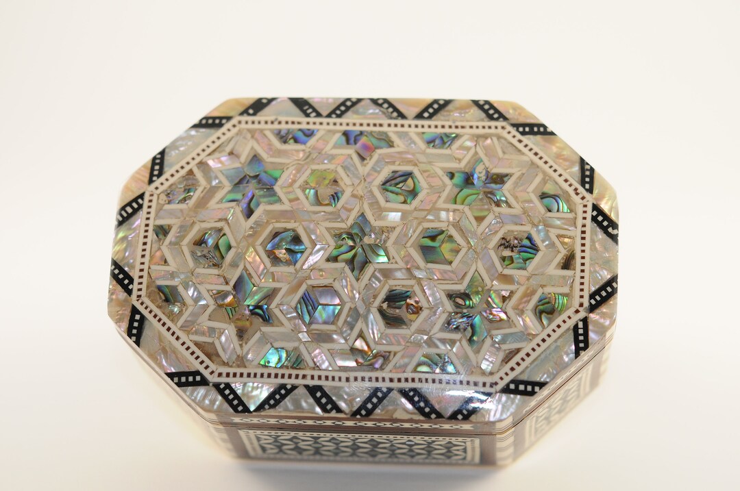 Handmade Jewelry Box - Beech Wood With Inlaid Mother of Pearl 4 Styles ...