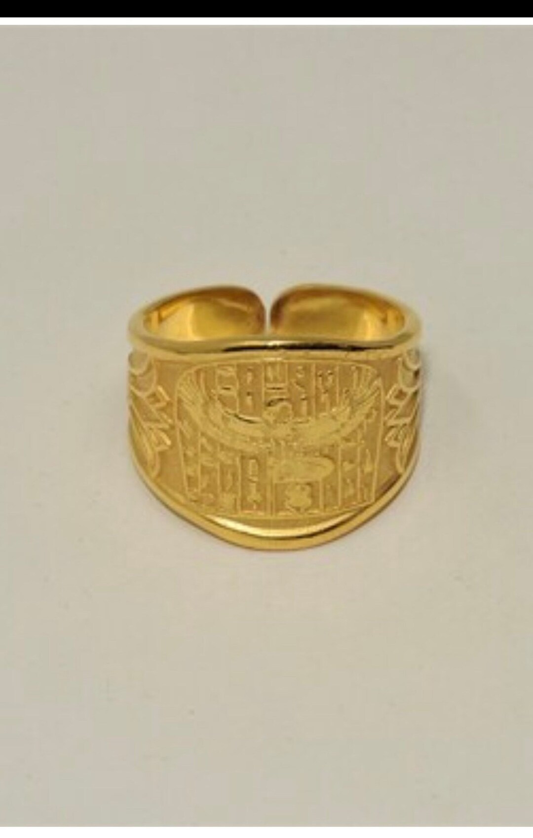 Wonderful Isis Ring 18K Solid Gold Isis Ring With Lotus Flower Ankh on the Sides. Handmade in ...