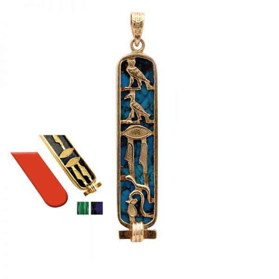 14K Gold Custom Cartouche With 6 Colored Stones - Available in ...
