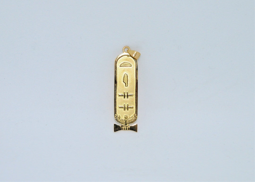 14k Solid Gold Isis Cartouche - Available in Hieroglyphic, Arabic or ...