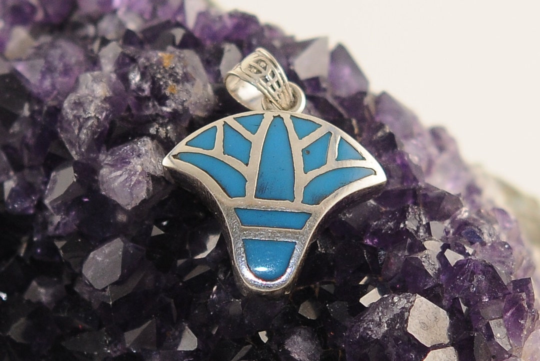 925 Ancient Lotus Flower - Sterling Silver Turquoise or Turquoise and ...
