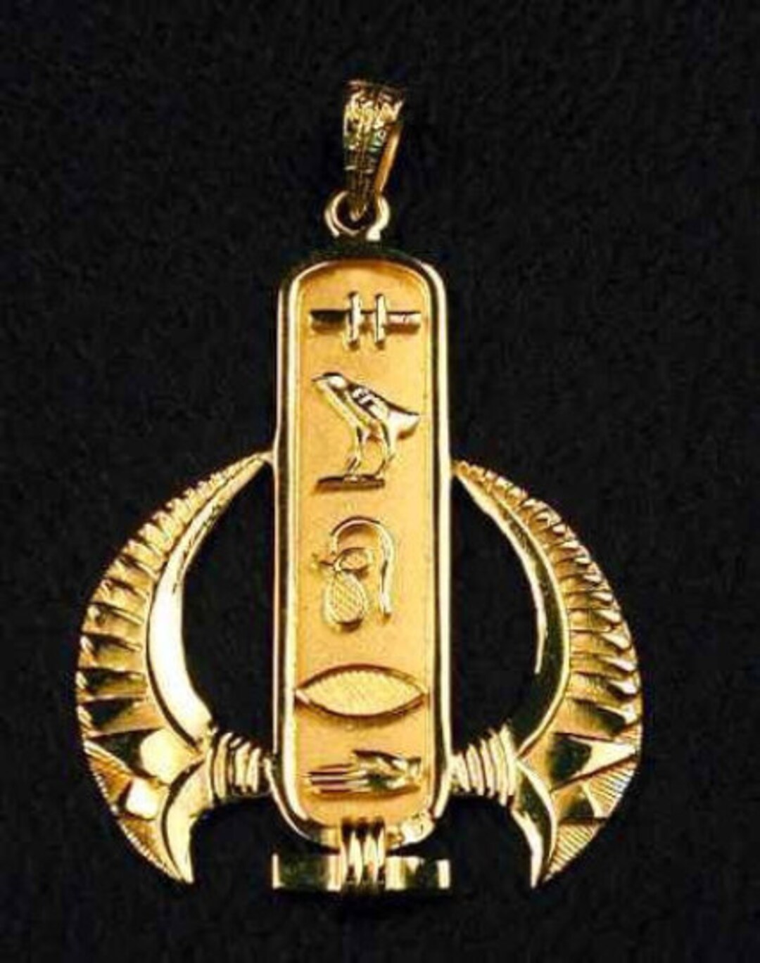18K Solid Gold Ancient Egyptian Cartouche With Wings " Power From the ...