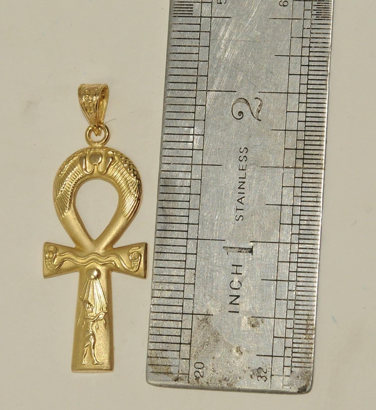18k Gold Akhenaton Ankh Pendant: Handmade Egyptian Key of Life Brought ...