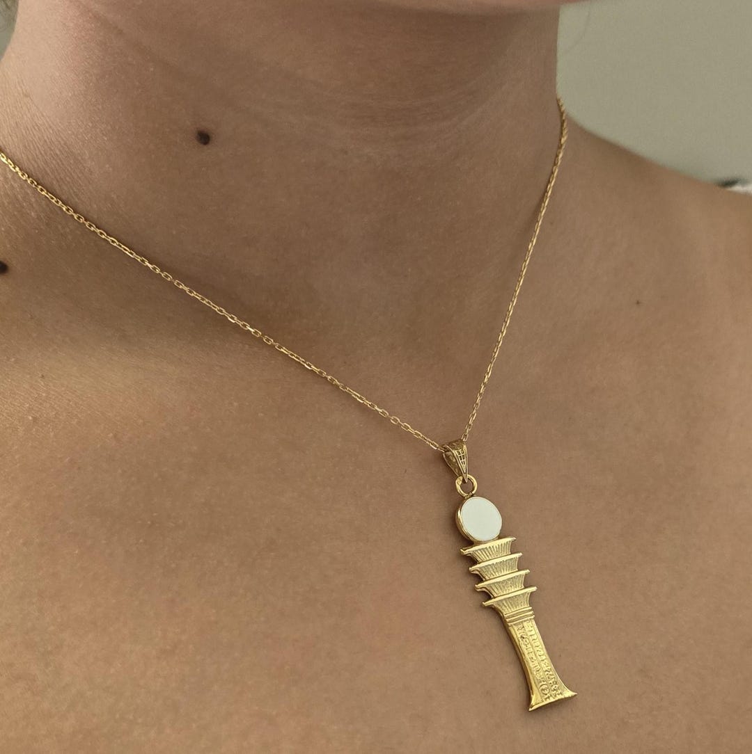 18K Gold Pendant. Djed Pillar-the Backbone of Osiris - Egyptian ...