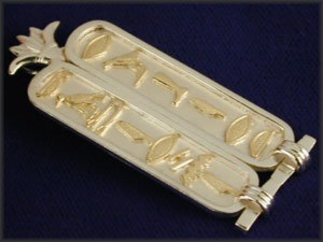 18K Solid Gold Doubled Cartouche With Lotus Flower, Available ...