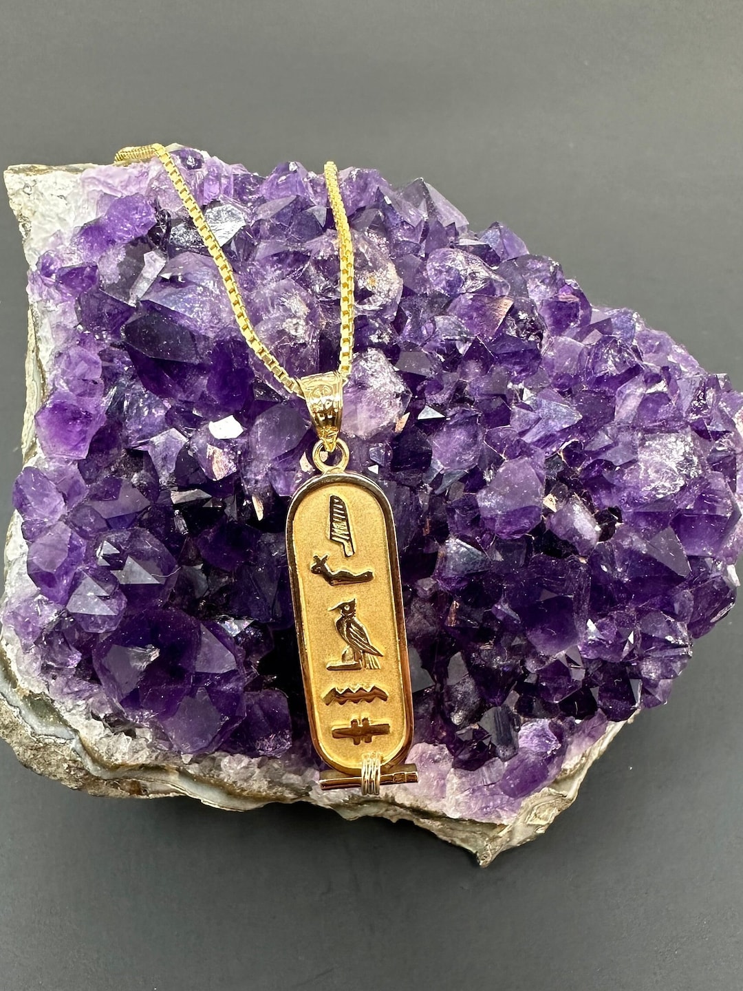 14K Solid Gold Personalized Cartouche available One Side or 2 Sides ...