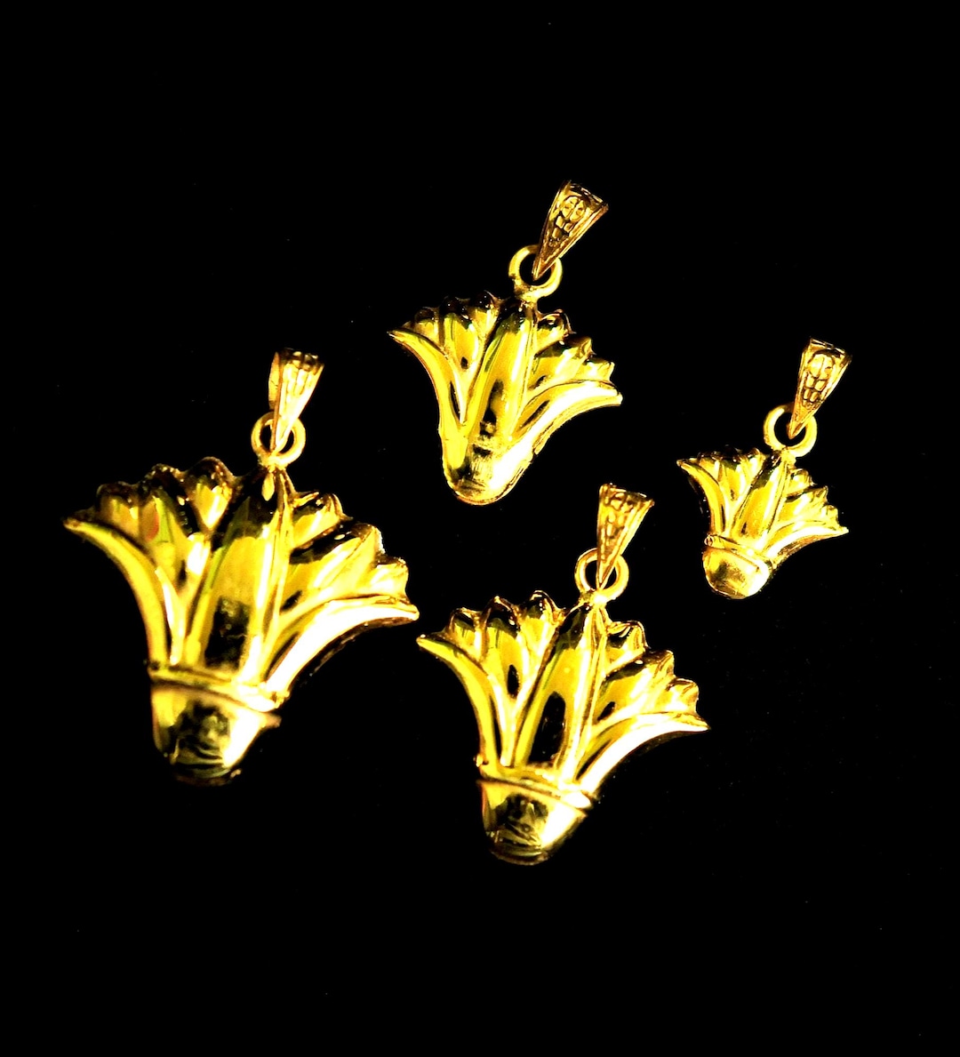 18K Solid Gold Sacred Lotus Flower. Egyptian Handmade. Famous Pharaonic ...