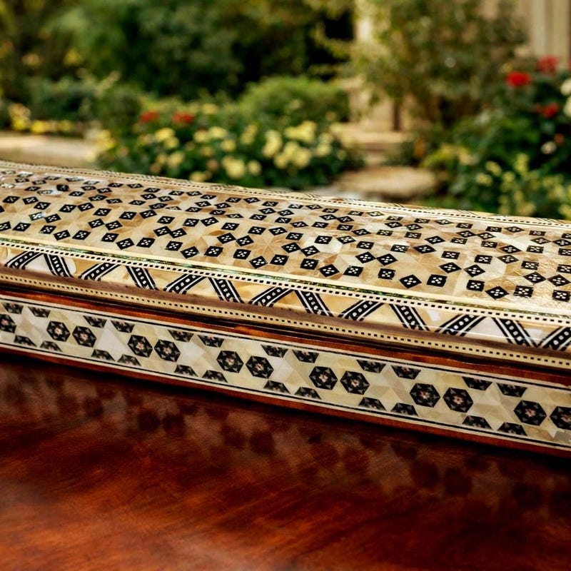 Silver Inlaid Wood Box - Etsy