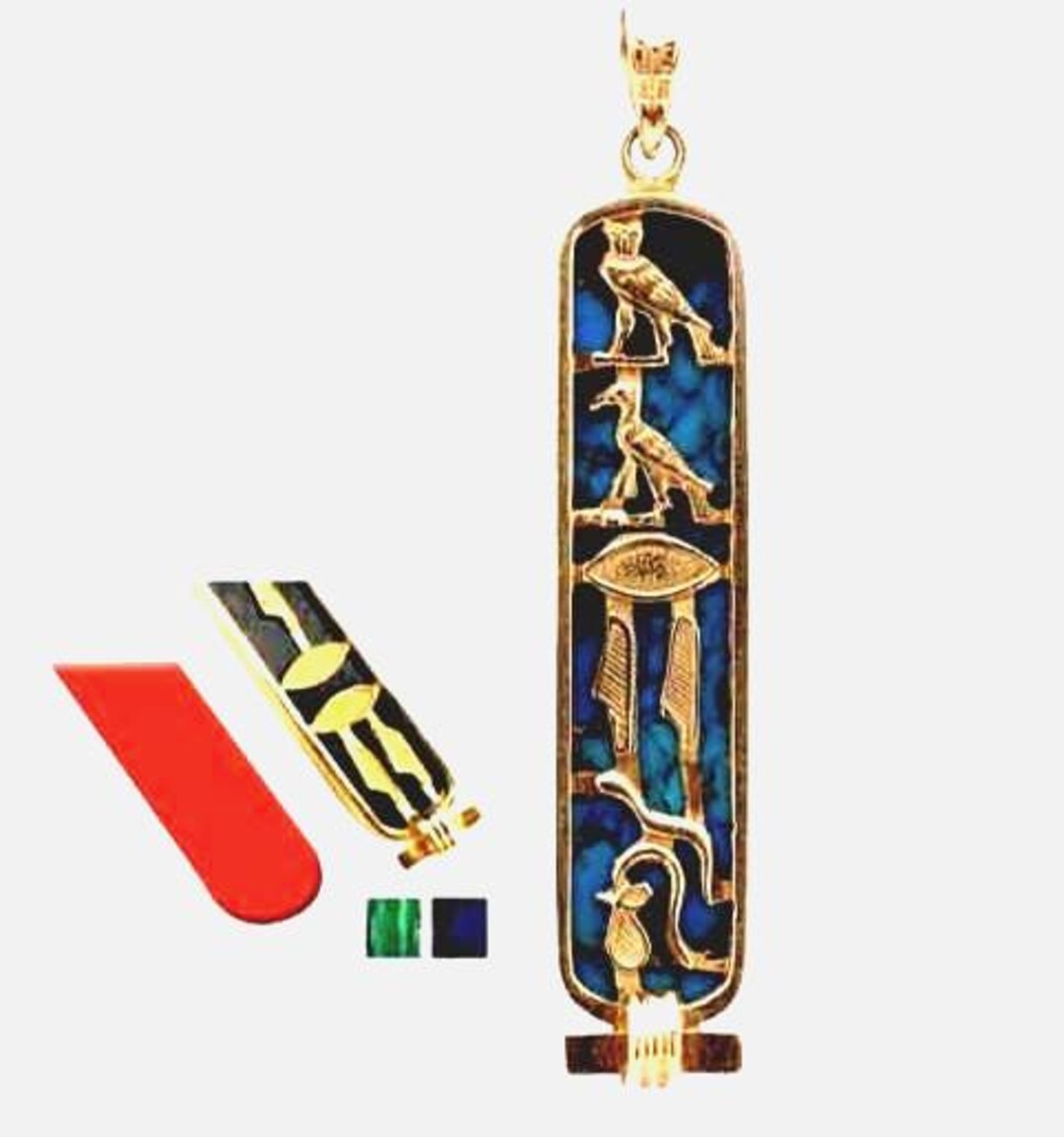 14K Gold Custom Cartouche With 6 Colored Stones - Available in ...