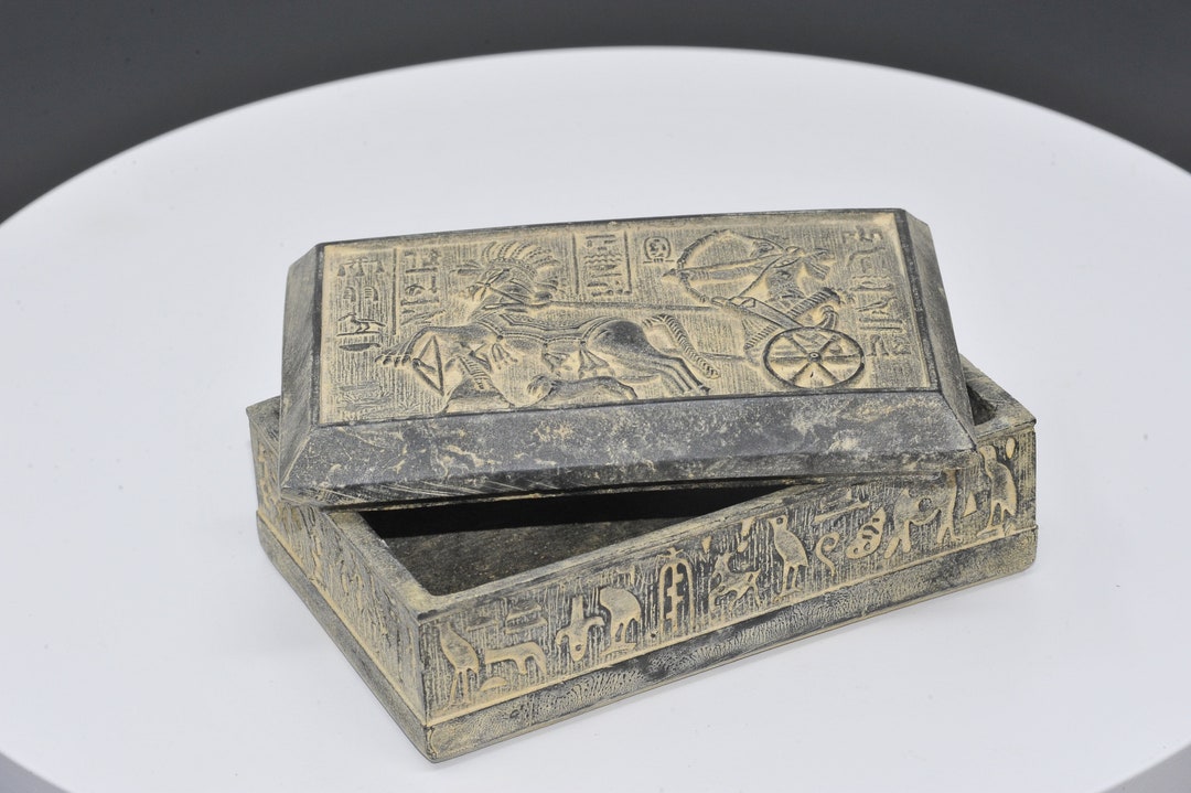 King's Art Box Decorated Pharaonic Inscriptions Colored Heavy Stone ...