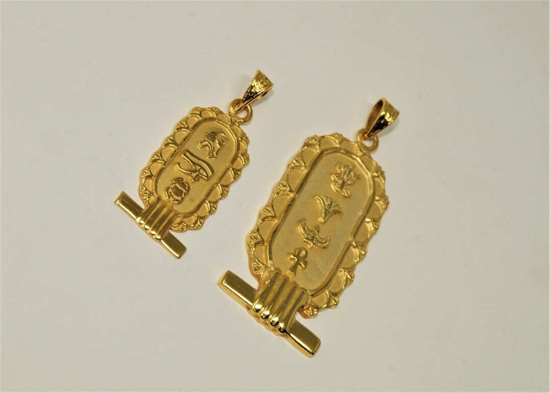 14k Lotus Flower Cartouche Solid Gold Available in Hieroglyphic, Arabic ...