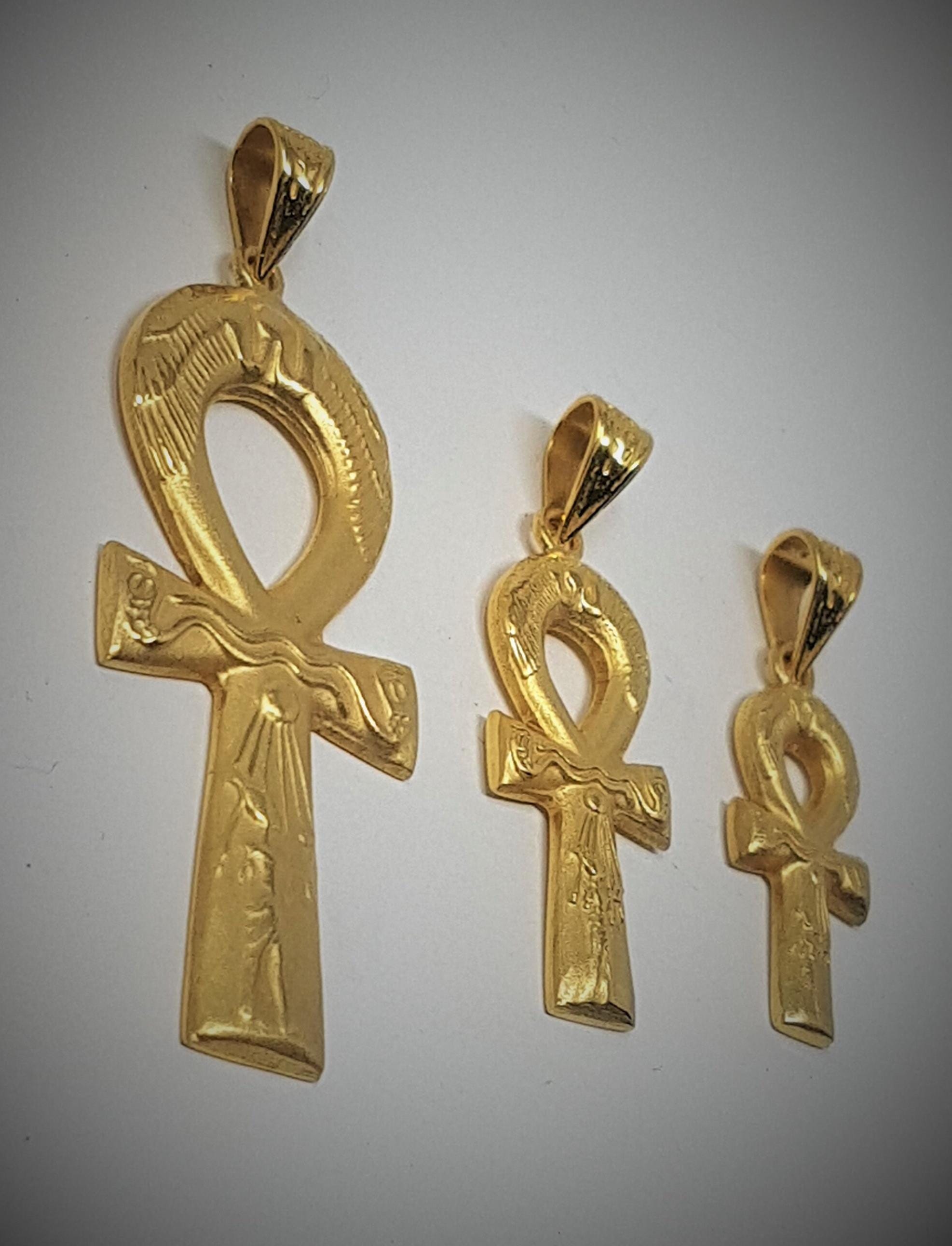 18k Gold Akhenaton Ankh Pendant: Handmade Egyptian Key of Life Brought ...