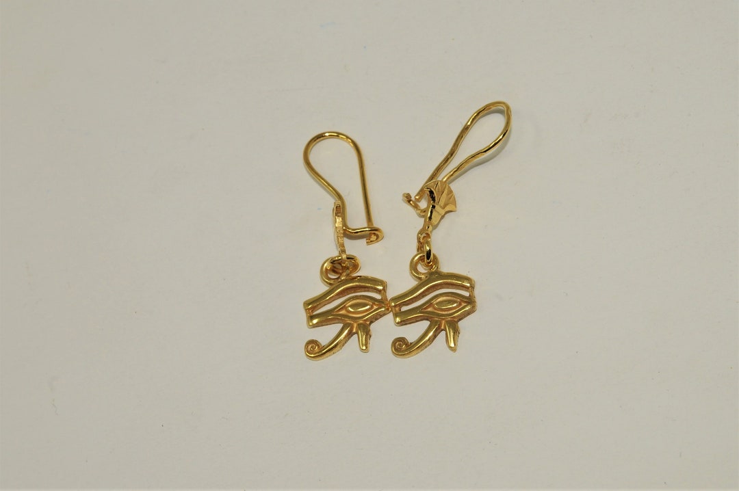 14K Solid Gold Earring Eye of Horus Earrings - Amazingeye Egyptian ...