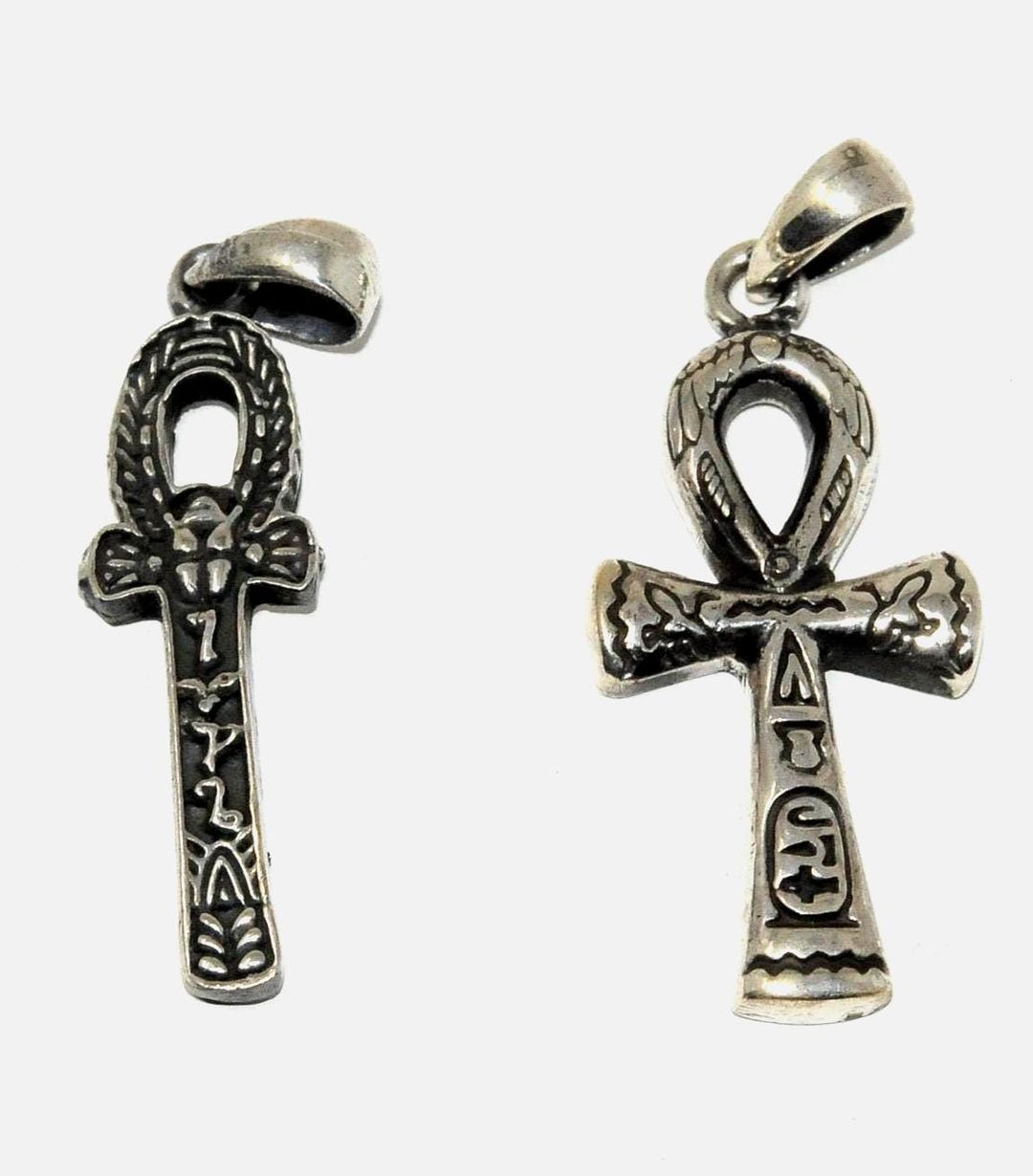 925 Sterling Silver Ankh Pendant Hand Engraved Egyptian Symbol Coming ...