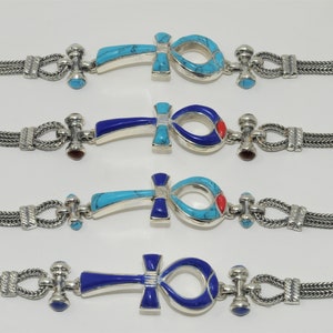 Key of Life Pharaohnic Bracelet , 925 Sterling Silver Egyptian Handmade ...