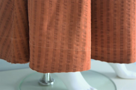 Early LAURA ASHLEY bustle dress, tan brown seer sucke… - Gem