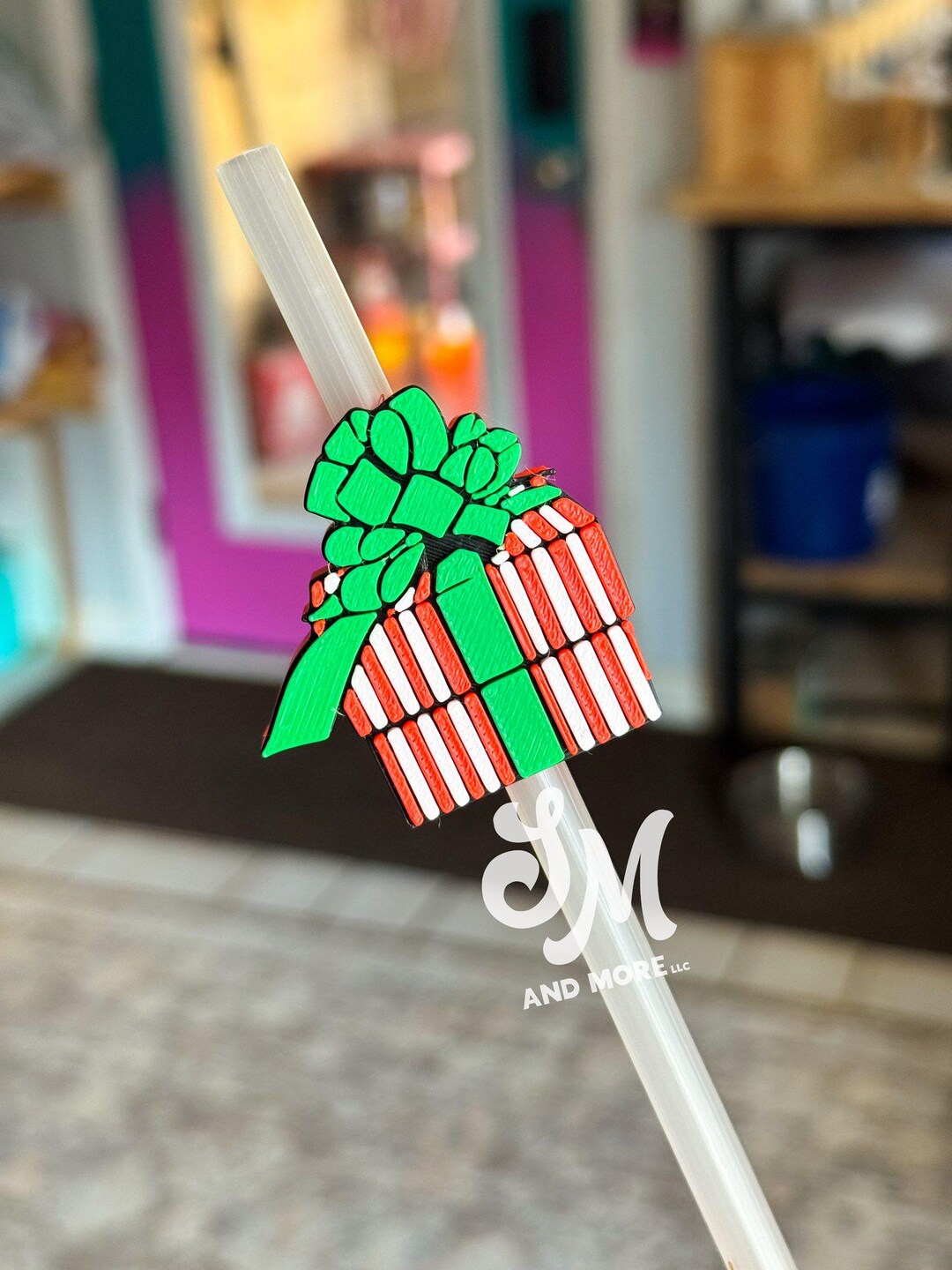 Present With Bow Straw Topper | 3D Printed | Holidays | Christmas Gifts ...