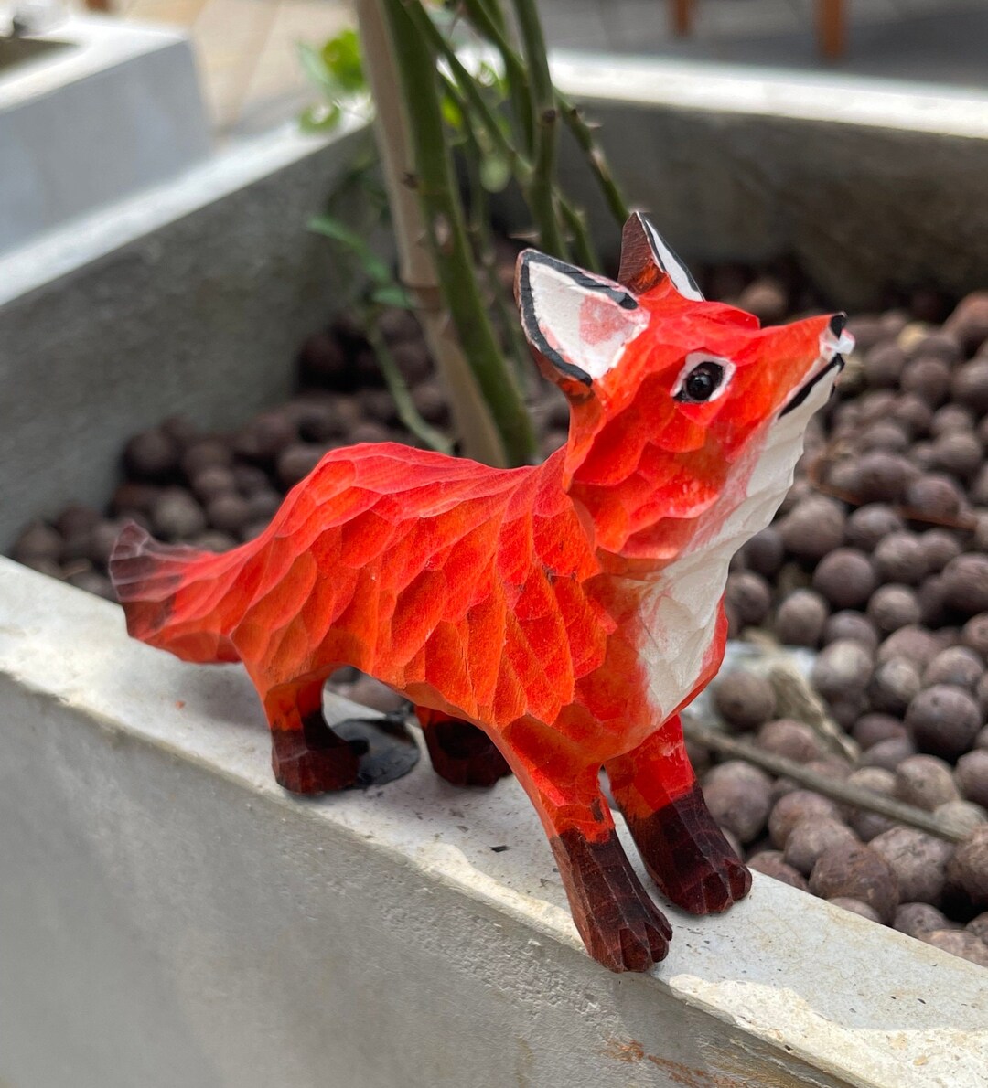 Red Fox Figurines, Wooden Fox Figurine, Wooden Animal Decor, Forest ...