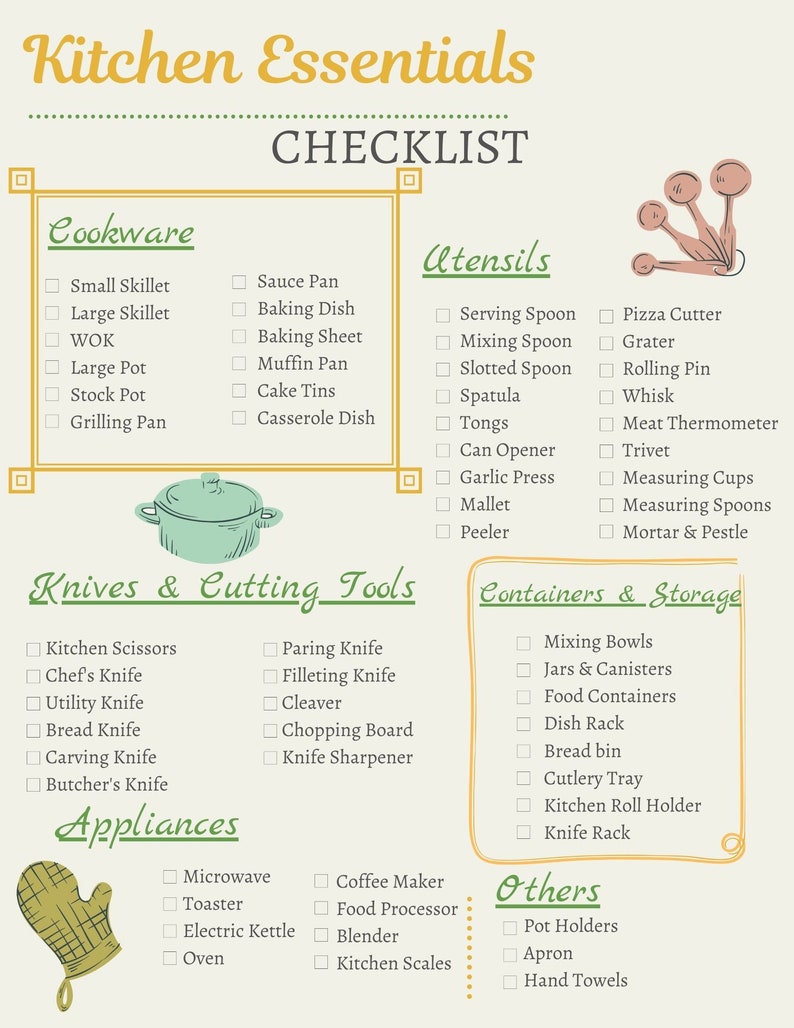 Ultimate Kitchen Checklist Kit Digital Download Conversion Sheets ...