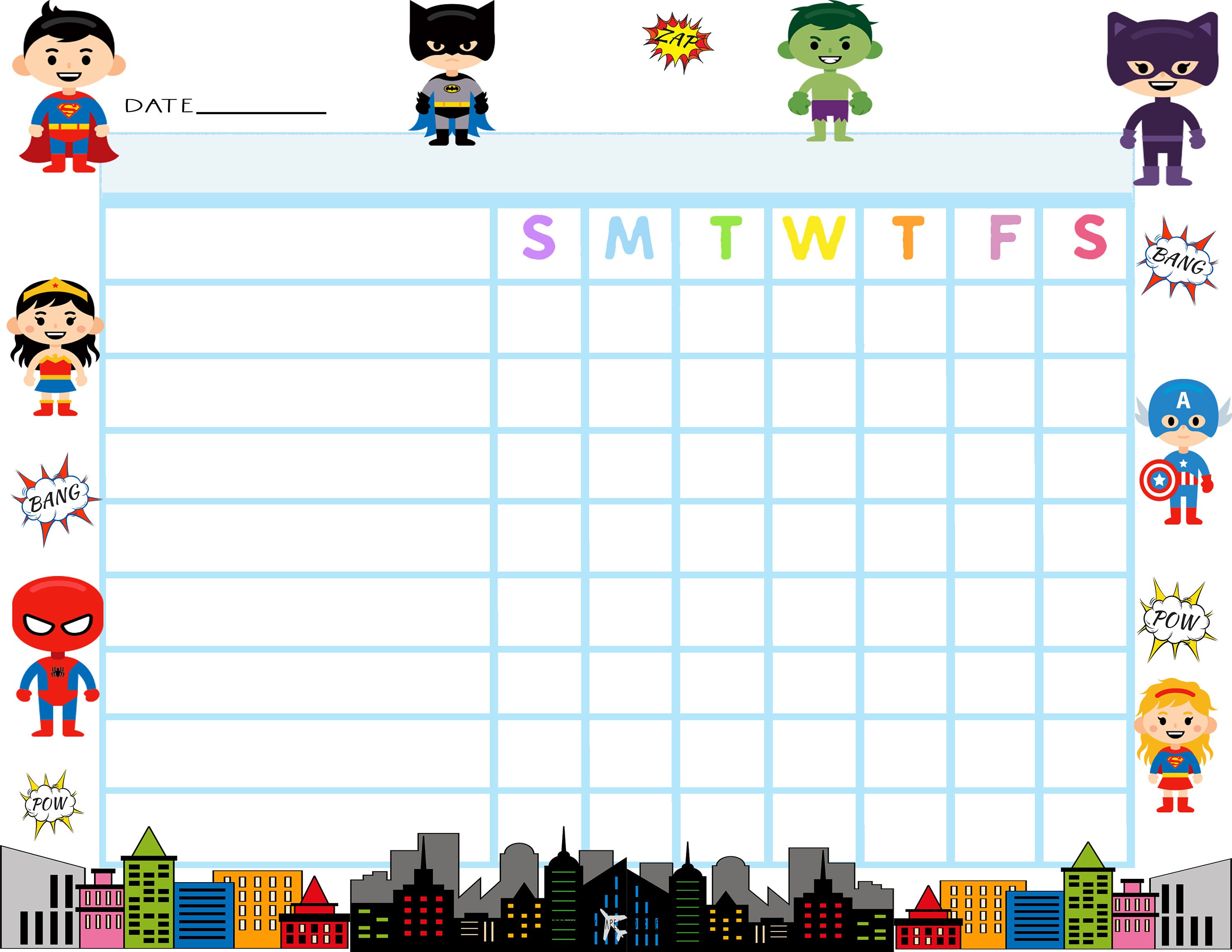 My Superhero Chore Sheet, DIY Printable-with Stickers - Etsy