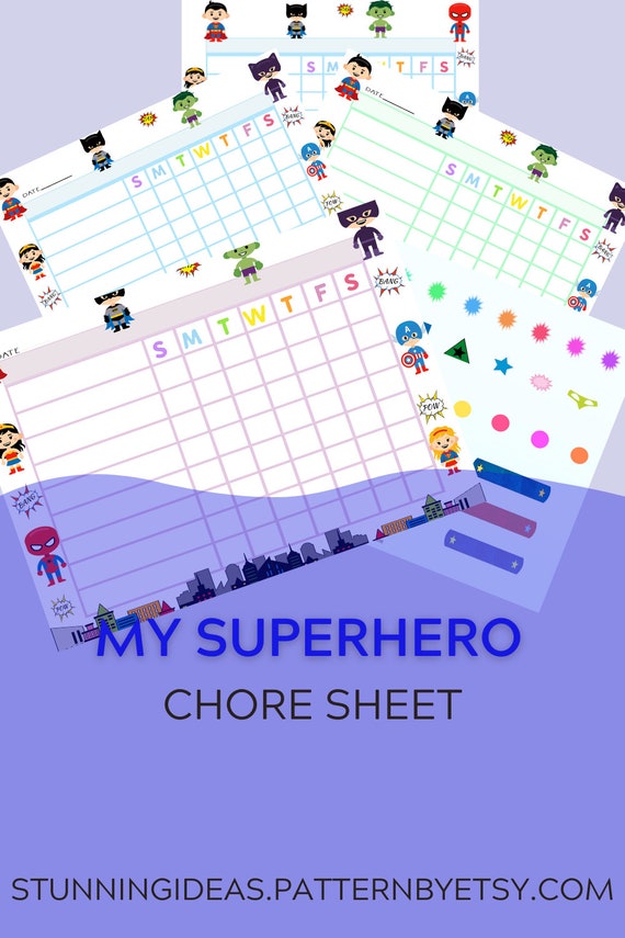 My Superhero Chore Sheet DIY Printable-with Stickers | Etsy