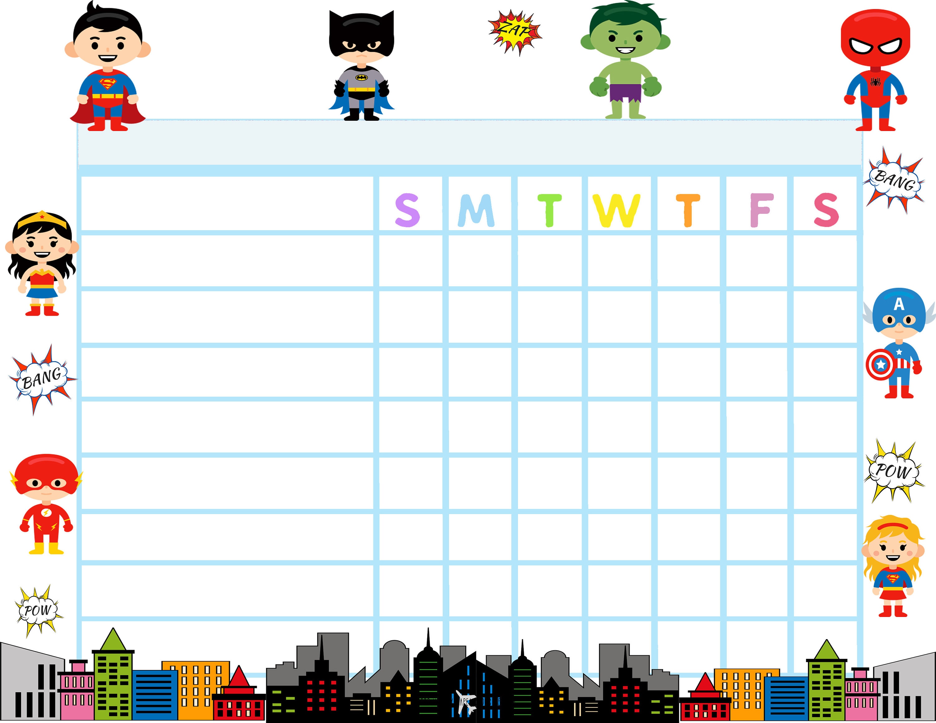 My Superhero Chore Sheet, DIY Printable-with Stickers - Etsy
