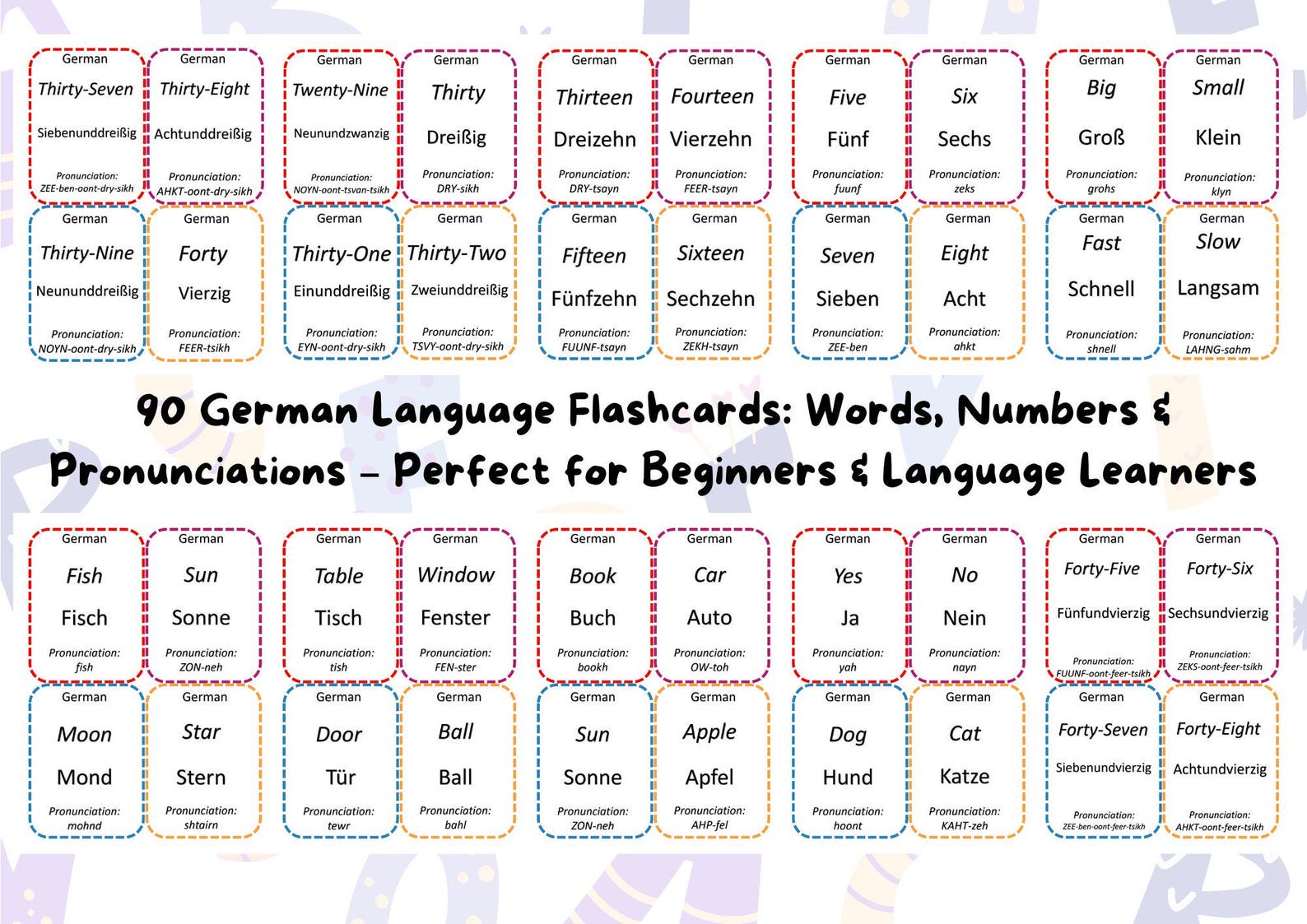 90 German Language Flashcards: Essential Words, Numbers ...