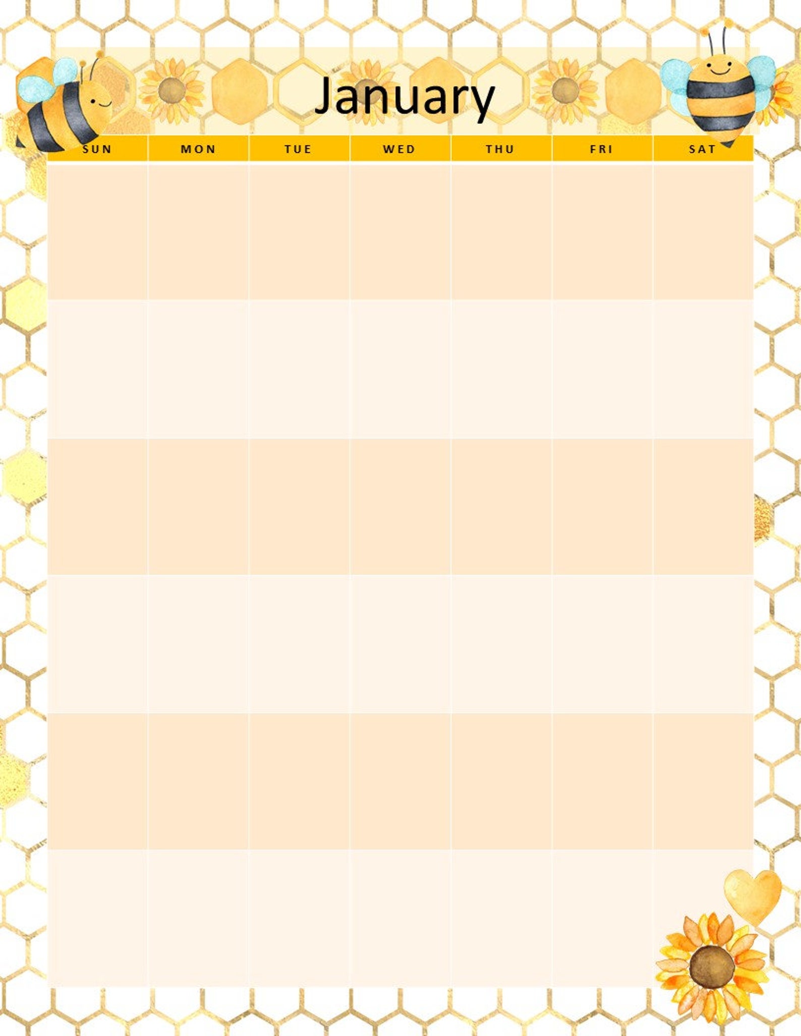 Bee Positive Planner DIY Printable Weekly Planner Monthly - Etsy