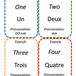 90 French Language Flashcards: Words, Numbers & Pronunciations ...
