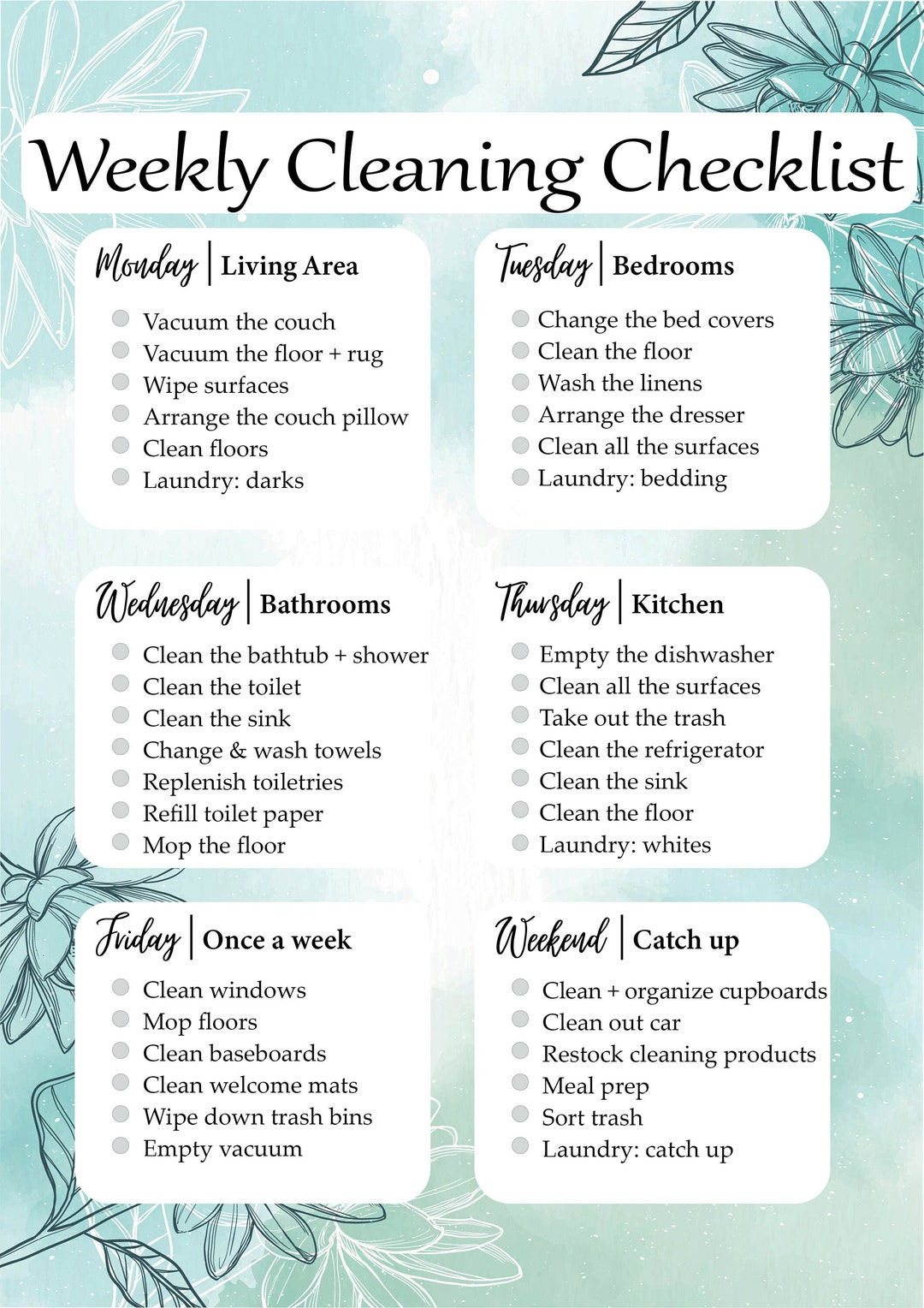 Deep Clean Your Home With Our Printable Cleaning Checklists - Stay ...