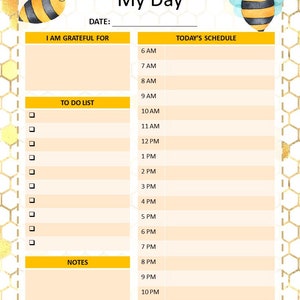 Bee Positive Planner, DIY Printable, Weekly Planner, Monthly Planner ...