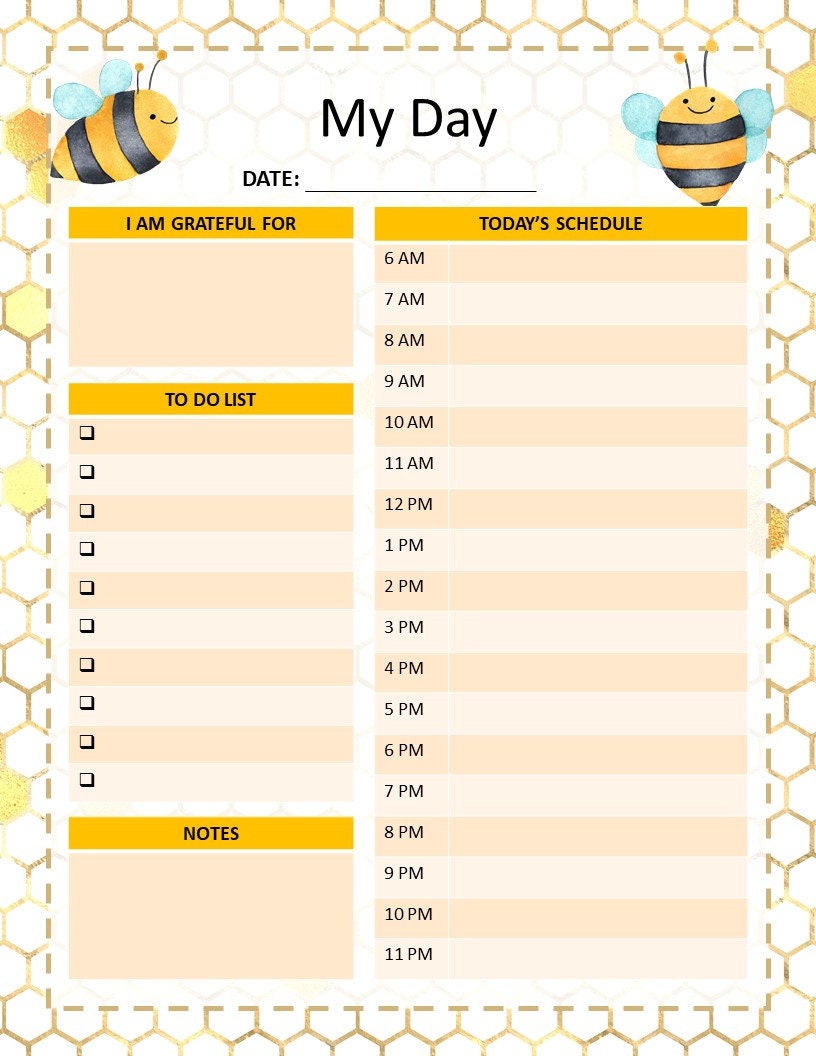 Bee Positive Planner, DIY Printable, Weekly Planner, Monthly Planner ...
