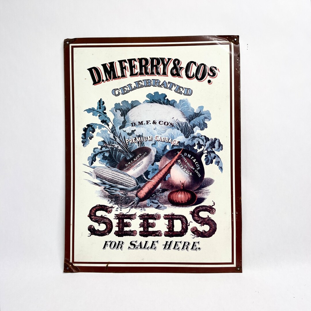 Vintage Tin Advertising Sign - Ferry Seeds Sign - Etsy