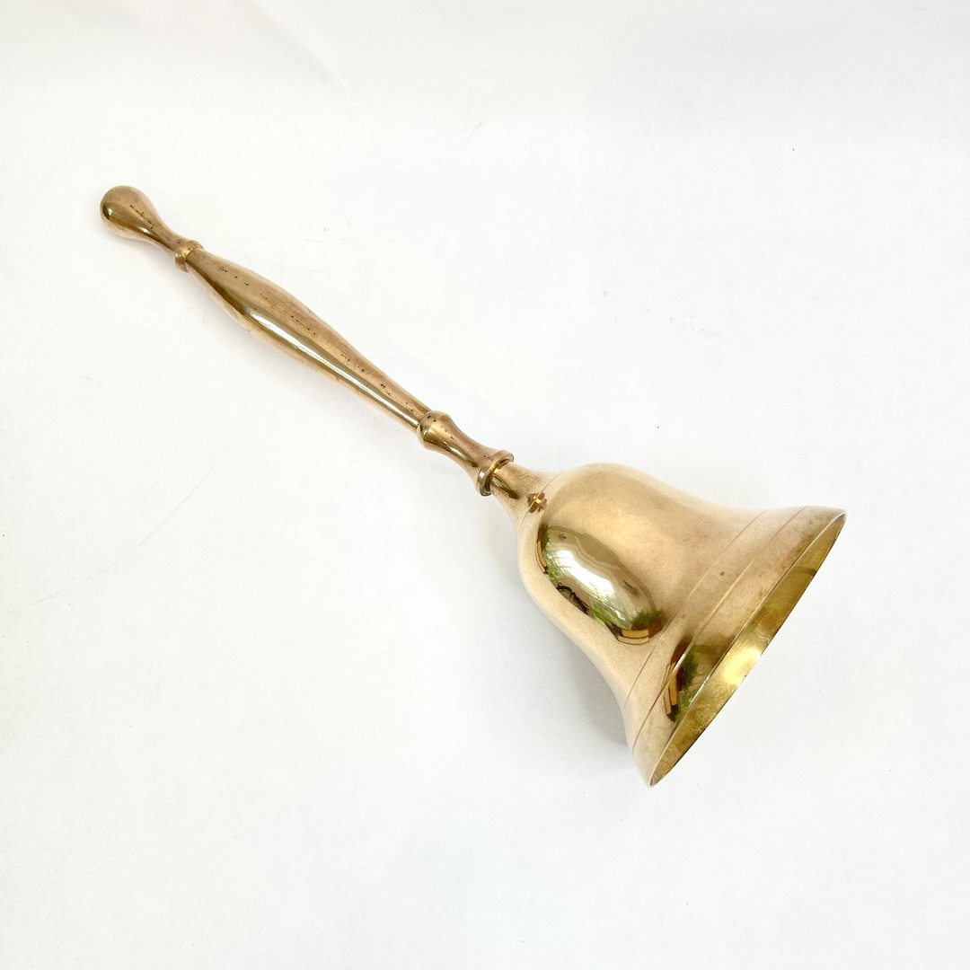 Vintage Brass Bell, Hand Held Bell, Teachers Bell, Collectible Tall ...