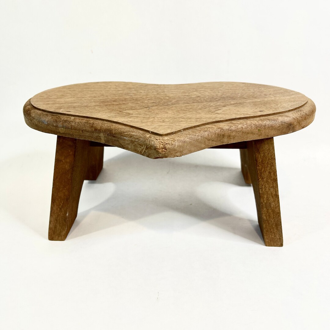 Vintage Stool Heart Shaped Wood Stool - Etsy