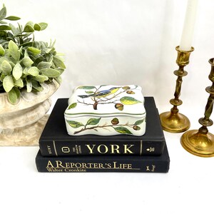 Vintage Ceramic Box, Hand Painted Bird Design, Made in Italy, Trinket ...