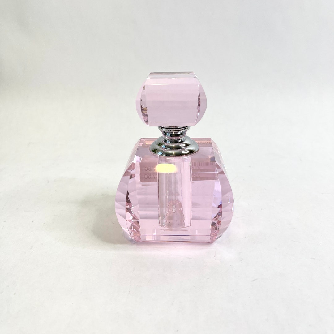 Vintage Perfume Bottle, Blush Pink, Square Perfume Bottle With Stopper ...