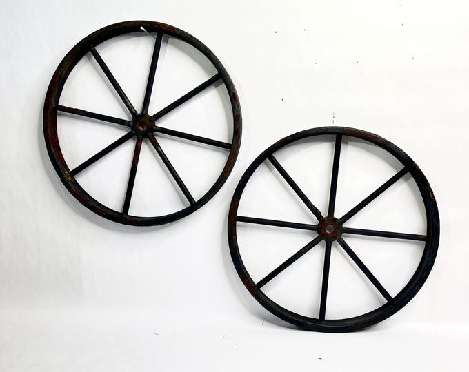 Black Iron Wheels, Round Wall Art, Industrial Salvage, Vintage ...