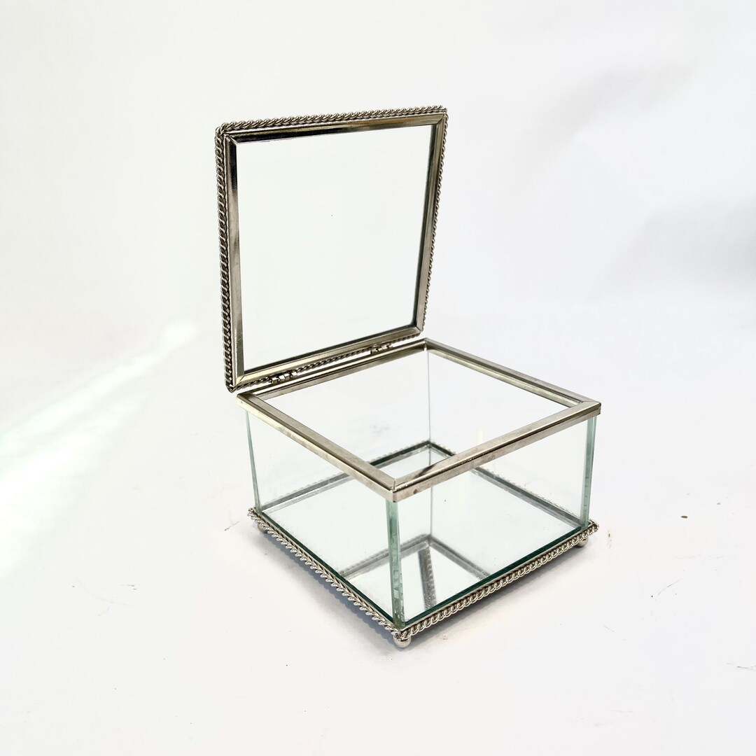 Silver and Glass Display Box, Trinkets, Curio, Display, Small Jewelry ...